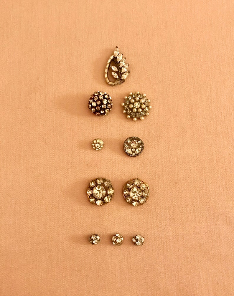 Set of 10 Rare Vintage/antique Rhinestone Buttons 9 - Etsy