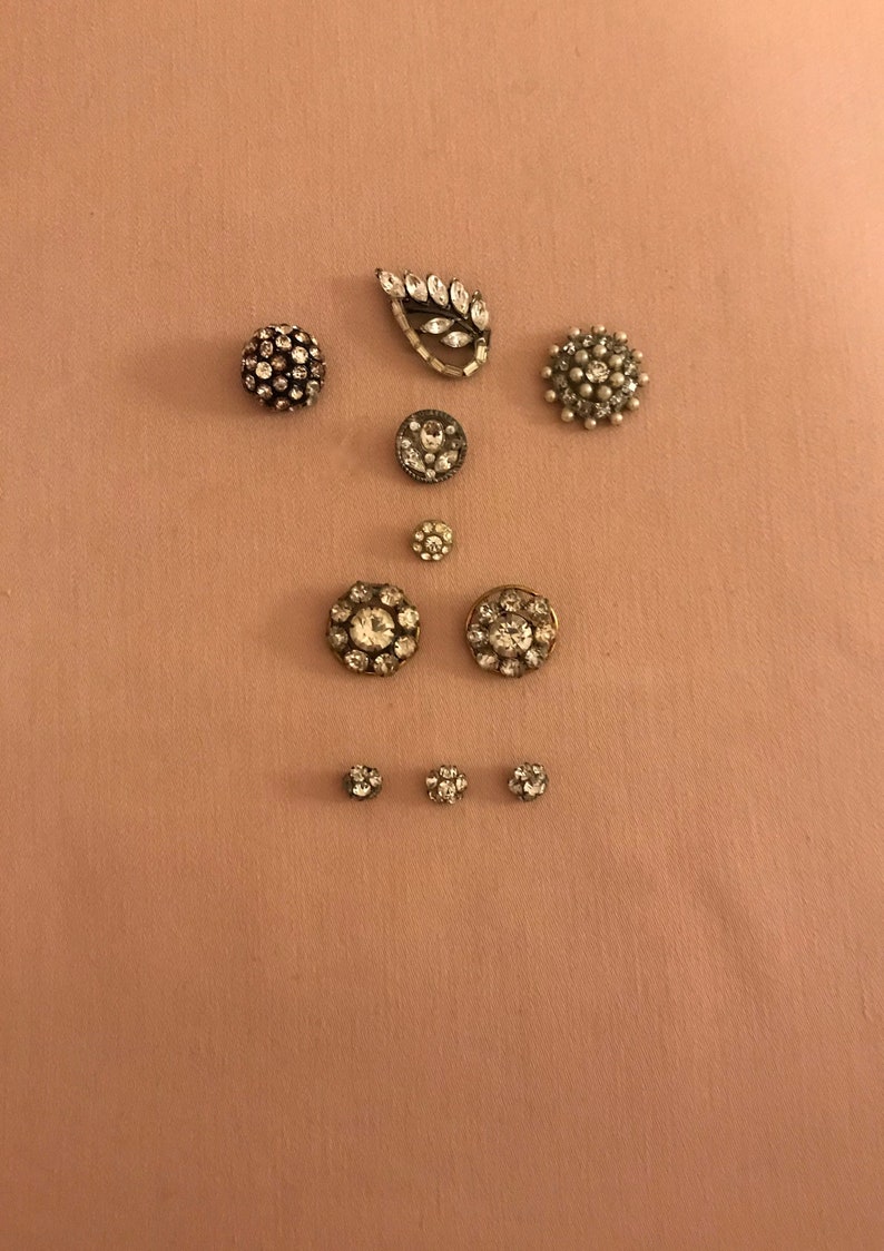 Set of 10 Rare Vintage/antique Rhinestone Buttons 9 - Etsy