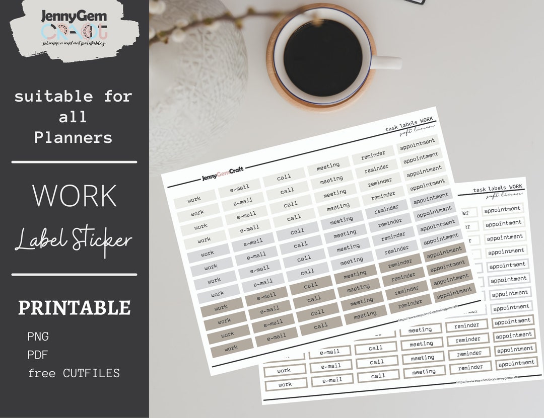 Minimal Business Task Labels, Neutral Work Stickers, Office Sticker ...