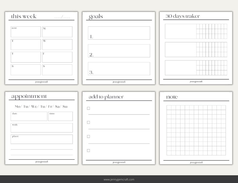 Minimal Planner Cards, 3''x3'' Printable Sticky Notes ''the Essentials ...