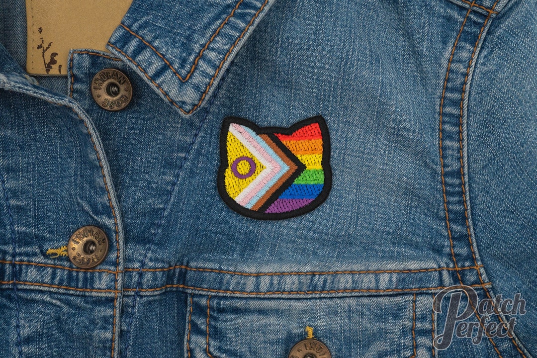 Intersex-inclusive Progress Pride Patch in Cat Shape // - Etsy