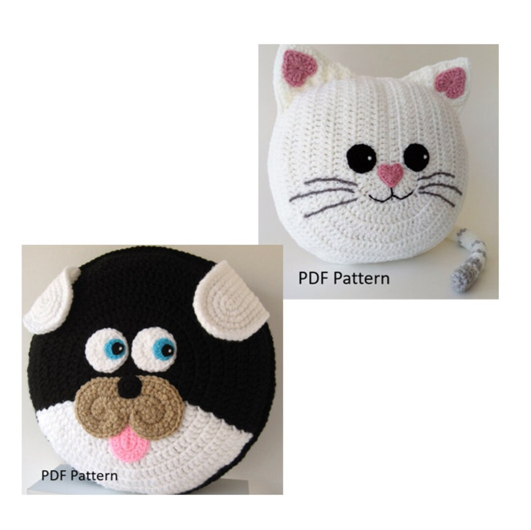 Puppy Dog and Cat Pillow - Cushion CROCHET PATTERNS - Crochet Patterns ...