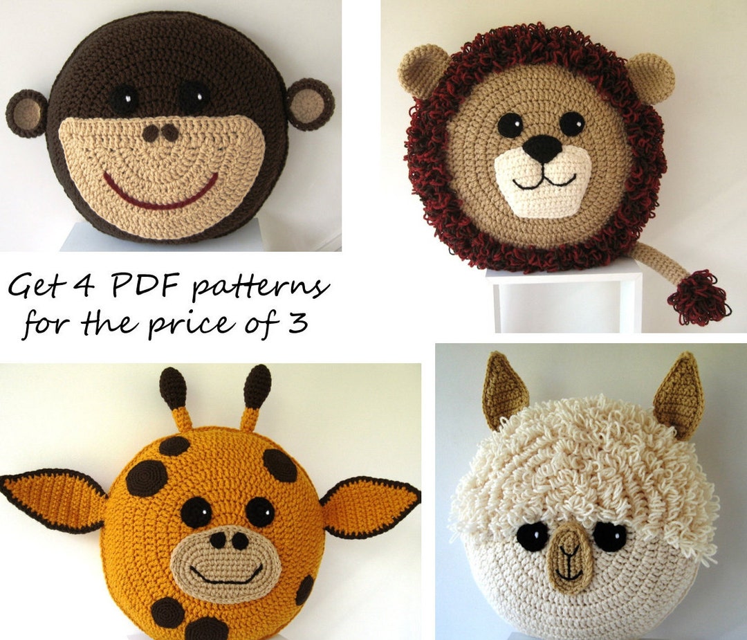 Zoo Pack - 4 CROCHET PILLOW PATTERNS for the Price of 3 - Alpaca/llama ...
