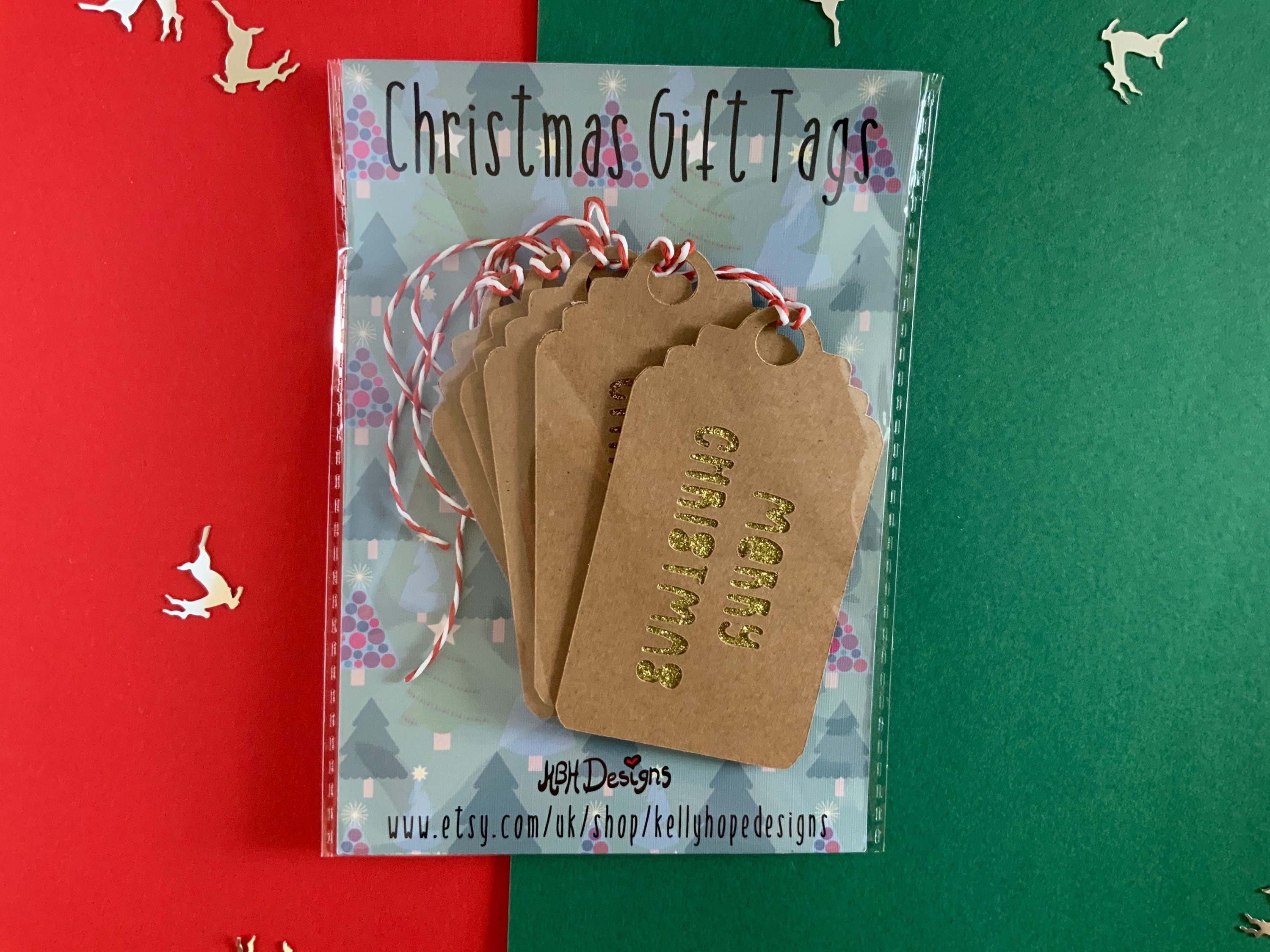 Merry Christmas Glitter Tags - Etsy