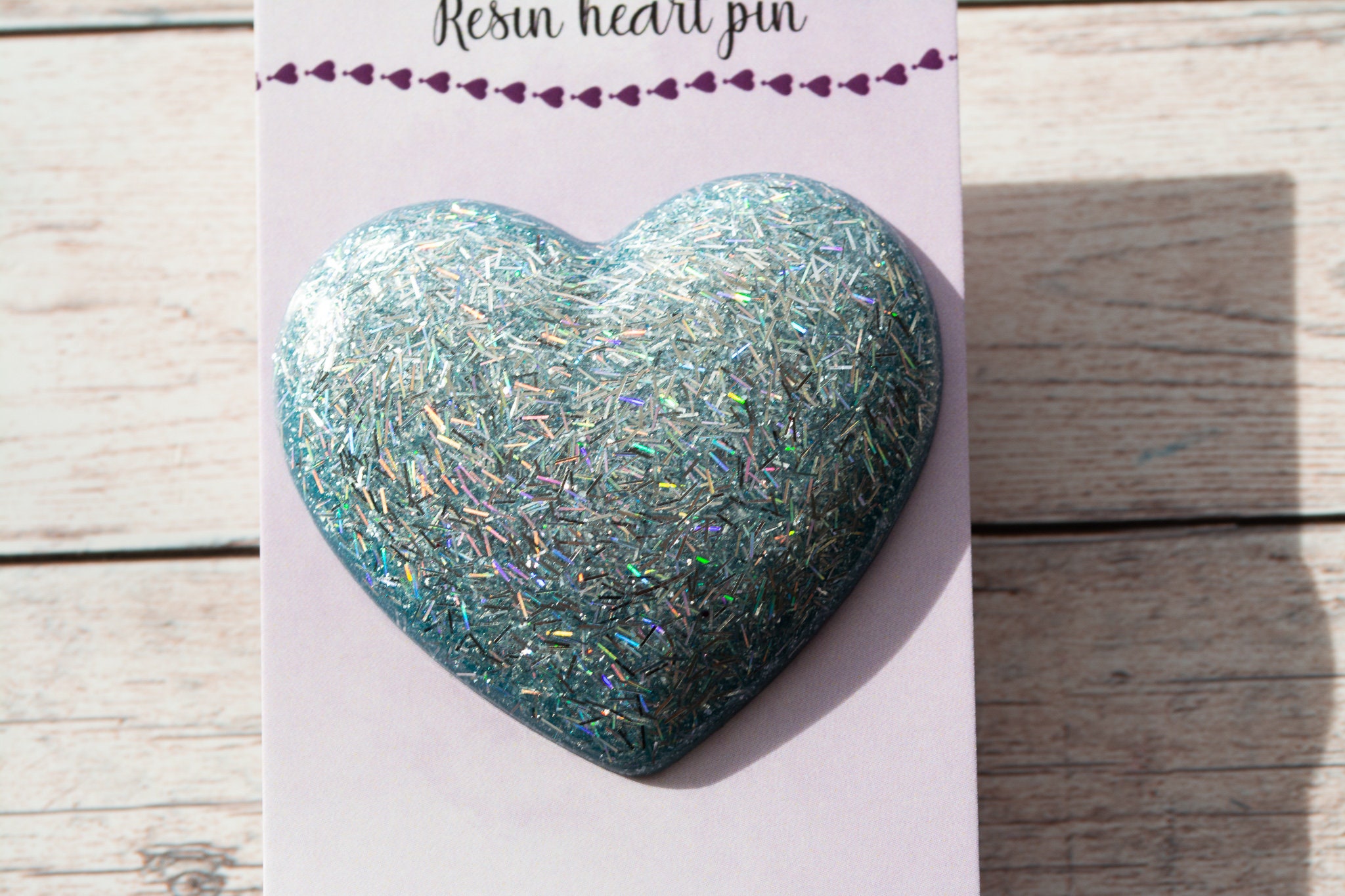 Sparkly Light Blue Holographic Heart Pin - Etsy