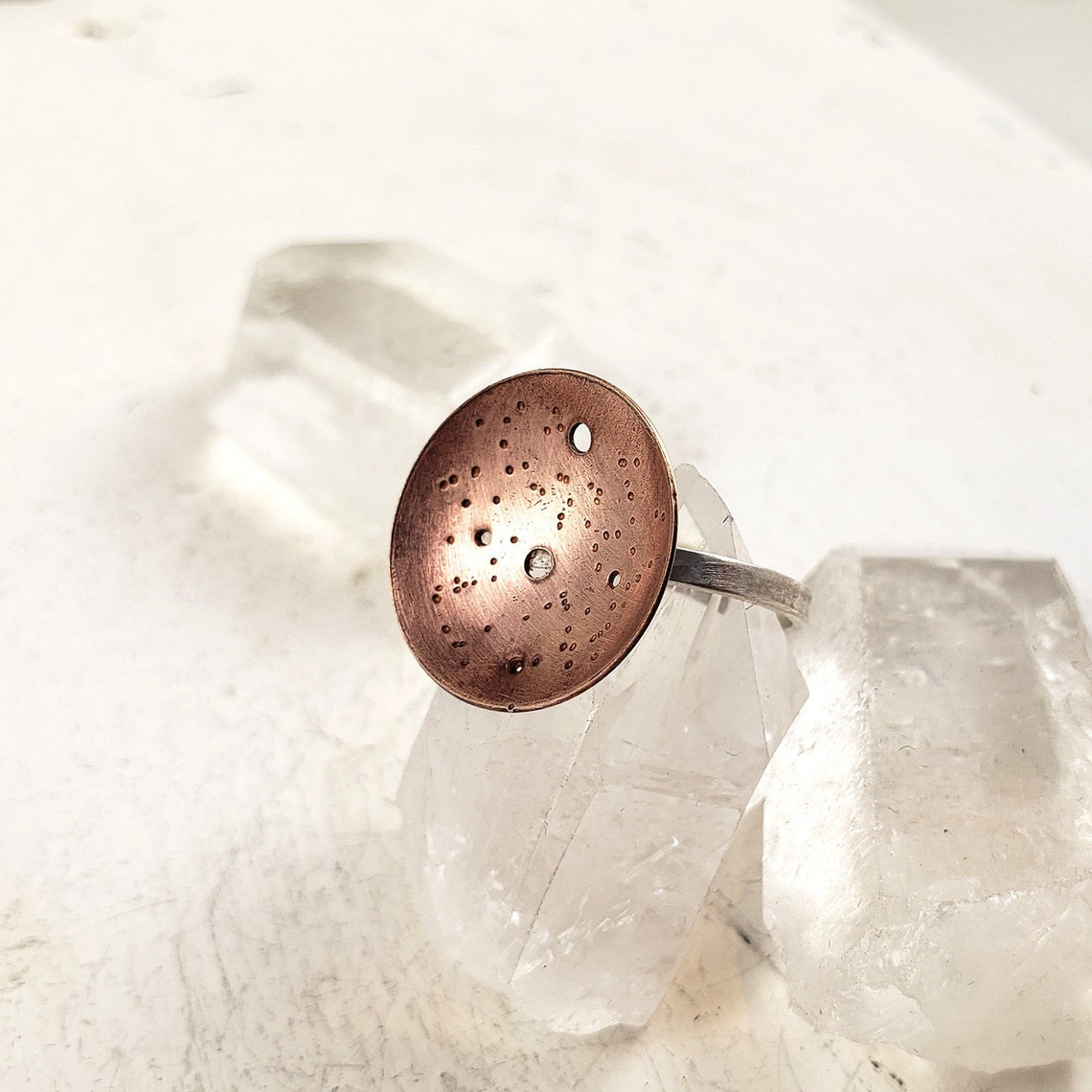 Bronze Moon Ring With Sterling Silver Band - Etsy