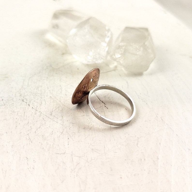 Bronze Moon Ring With Sterling Silver Band - Etsy