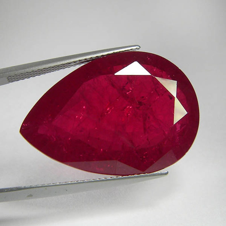 Mega Size Pear Facet Cut Blood Red Ruby Corundum Lab Hand Cut Loose Gem ...
