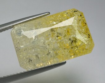 Big Size Octagon Emerald Cut Bi-color Yellow & Blue Synthetic | Etsy