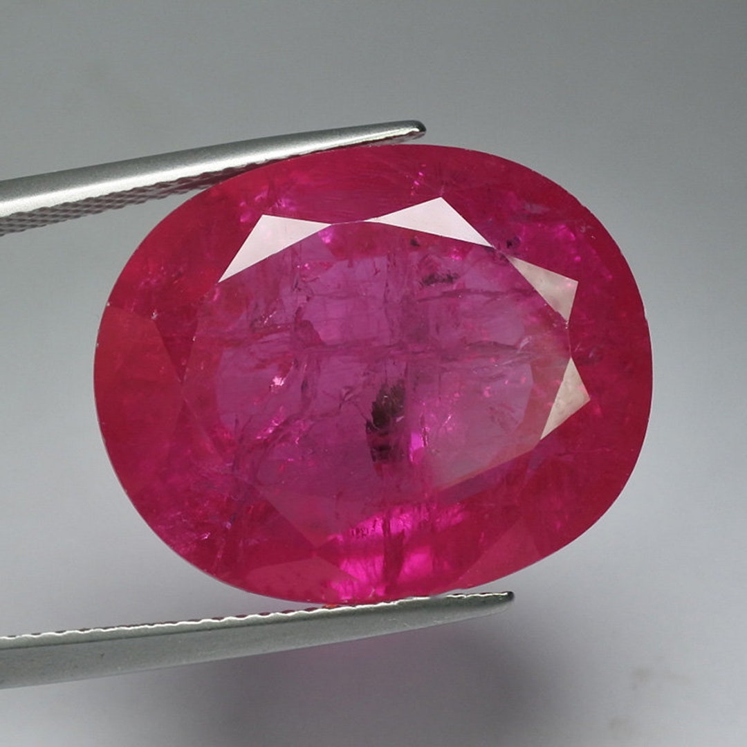 Jumbo Size Antique Oval Facet Cut Vivid Pink Bixbite Hand Cut - Etsy