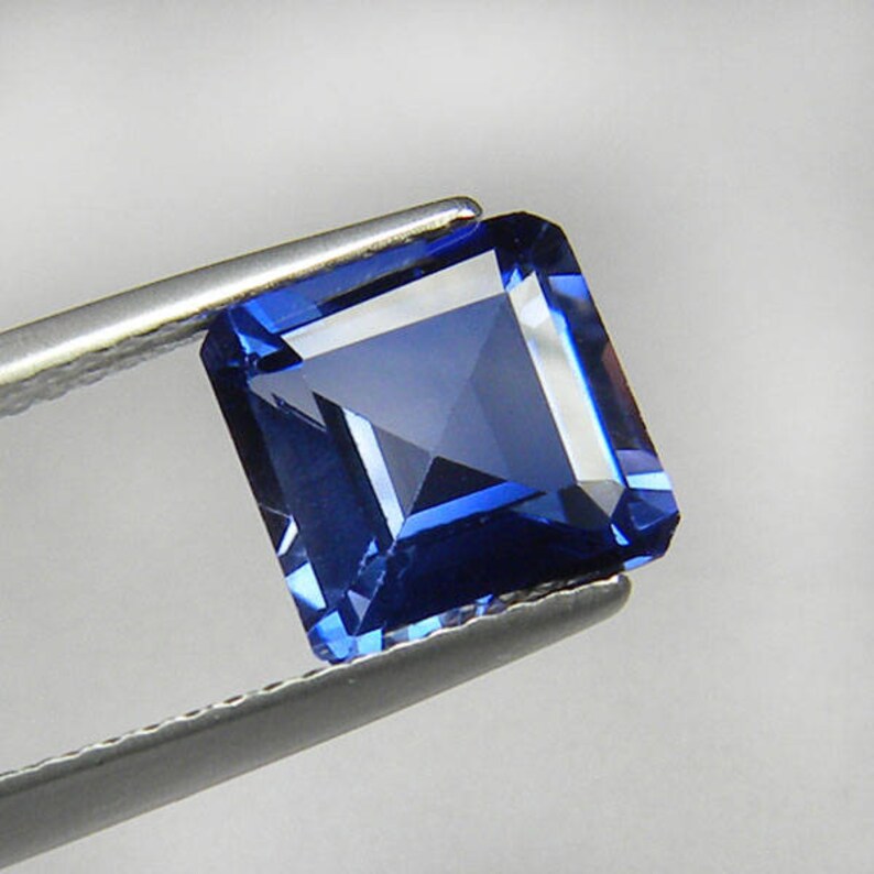Asscher Cut Ceylon Blue Sapphire Synthetic Corundum Loose Gem - Etsy