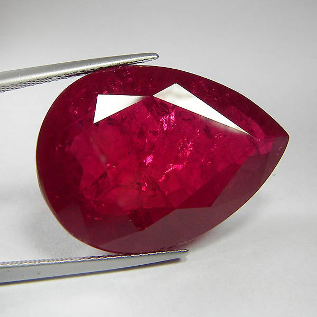 Mega Size Pear Facet Cut Blood Red Ruby Corundum Lab Hand Cut Loose Gem ...