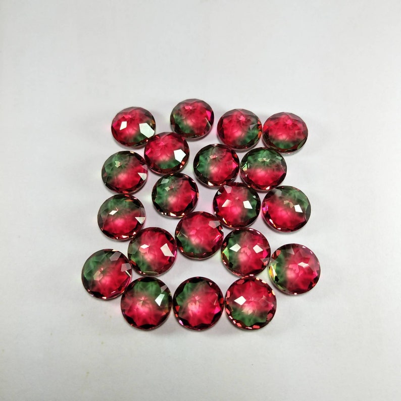Nice Round Portuguese Cut Synthetic Watermelon Tourmaline Multi-color ...