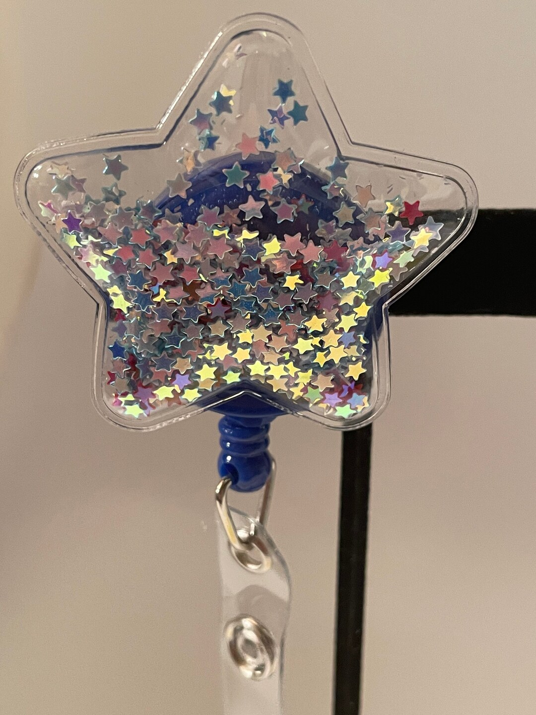 Badge Reel, Star, Badge Holder, Glitter Star - Etsy