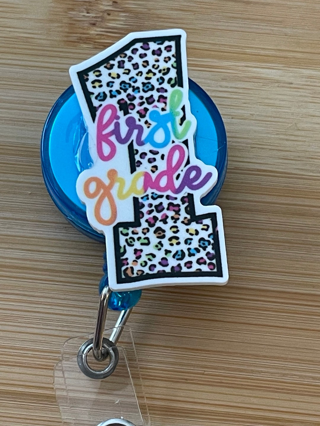 First Grade Teacher Badge Reel, Leopard Print, School Appreciation - Etsy