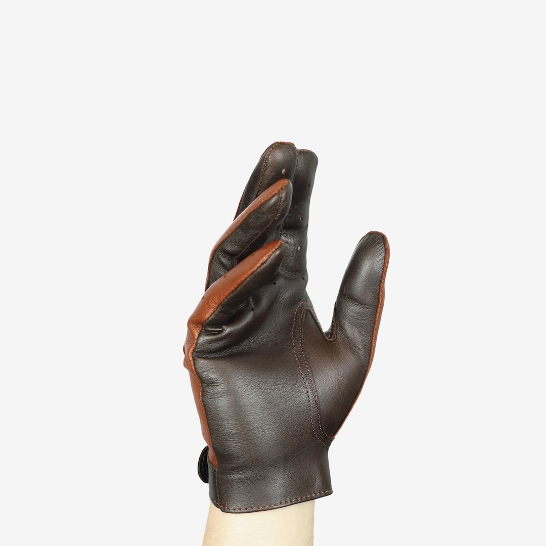 Men's Car Driving Gloves, Soft Italian Nappa Lamb Leather, Light Brown ...