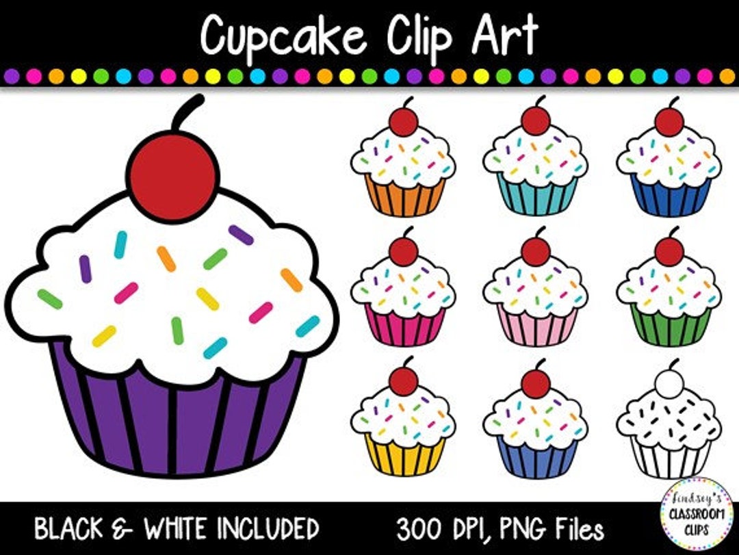 Cupcake Clip Art - 10 Colorful Cupcakes Included - Etsy