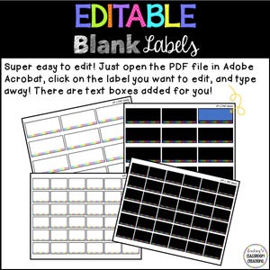 Teacher Toolbox Labels - EDITABLE With Bright Neon Colors - Etsy