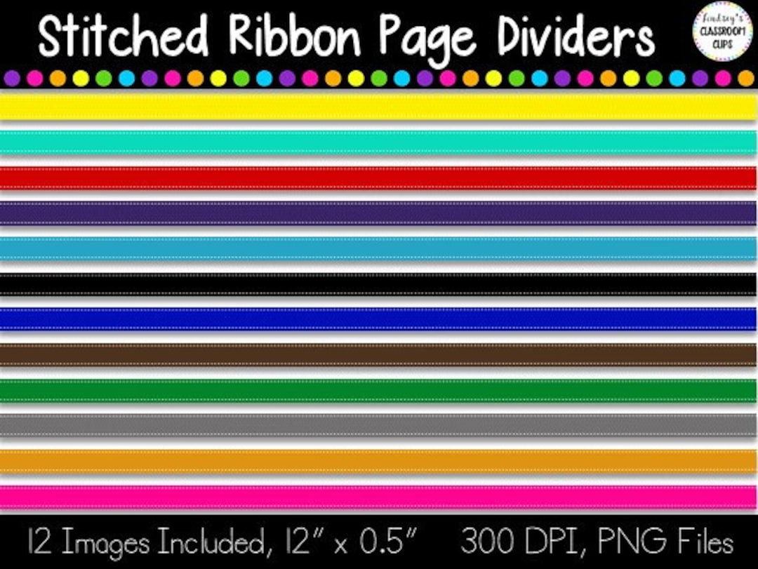 12 Colorful Stitched Ribbon Borders - Great Clipart for Scrapbooking ...
