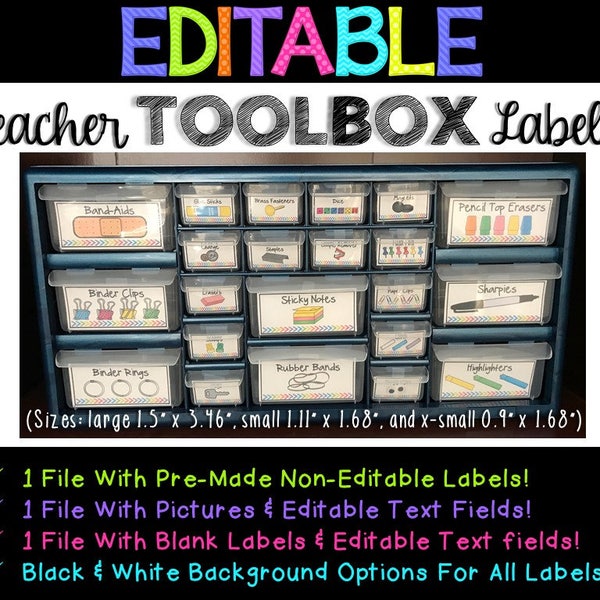 Teacher Toolbox Labels Bright Colors - Etsy