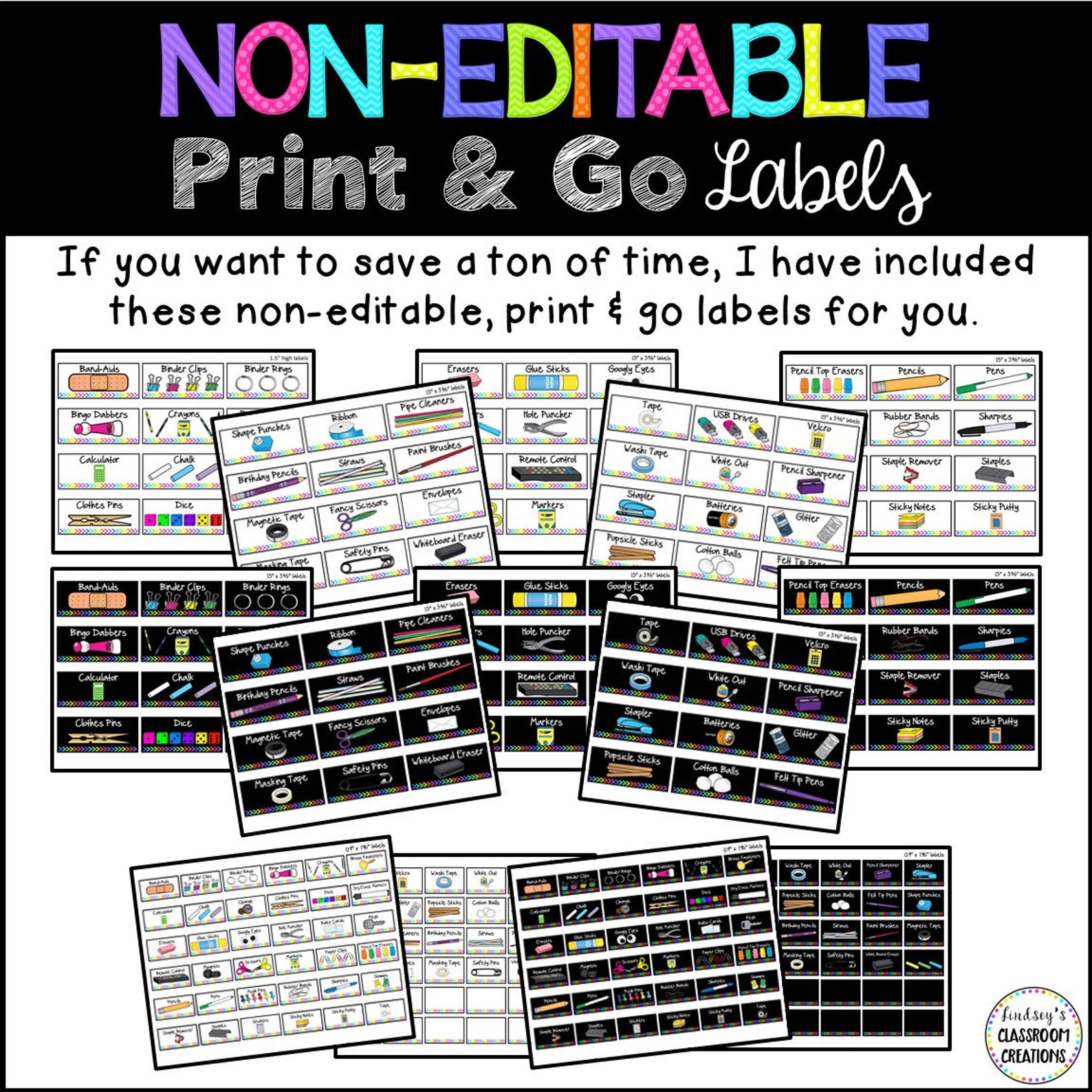 Teacher Toolbox Labels EDITABLE With Bright Neon Colors | Etsy