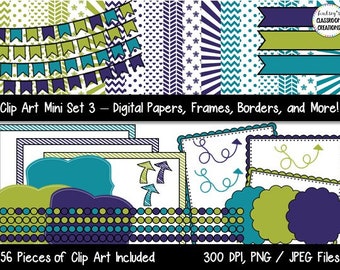 Clip Art Mini Set 1 - Digital Papers, Frames, Borders, and More - Etsy