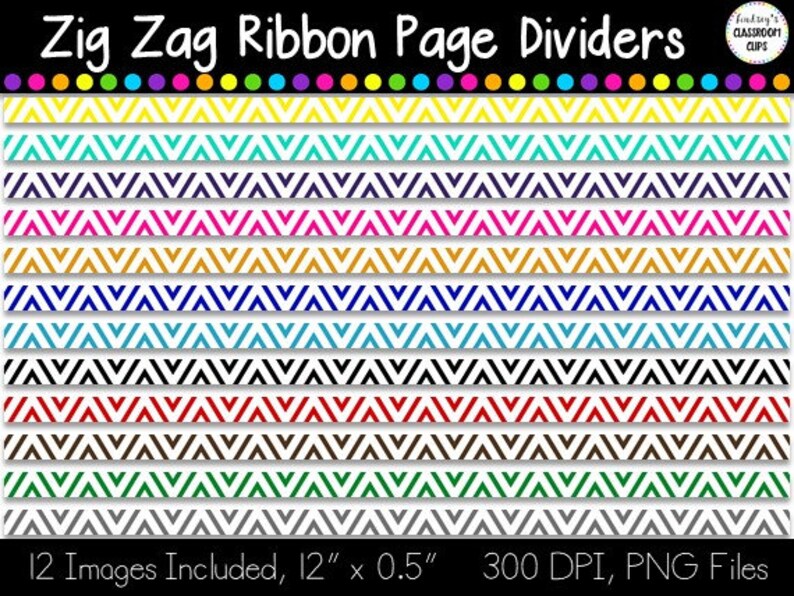 Colorful Zig Zag Ribbon Borders- Great for Scrapbooking!!! 300dpi, PNG ...