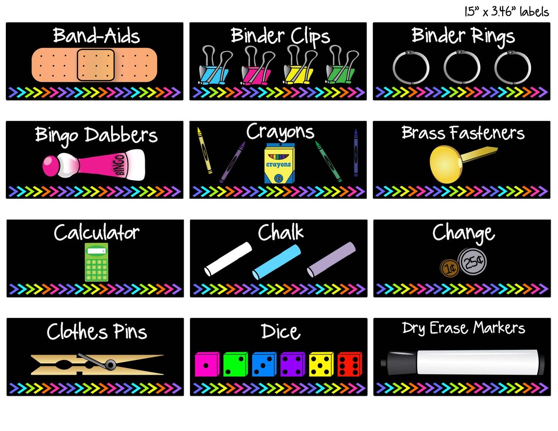 Teacher Toolbox Labels EDITABLE With Bright Neon Colors | Etsy