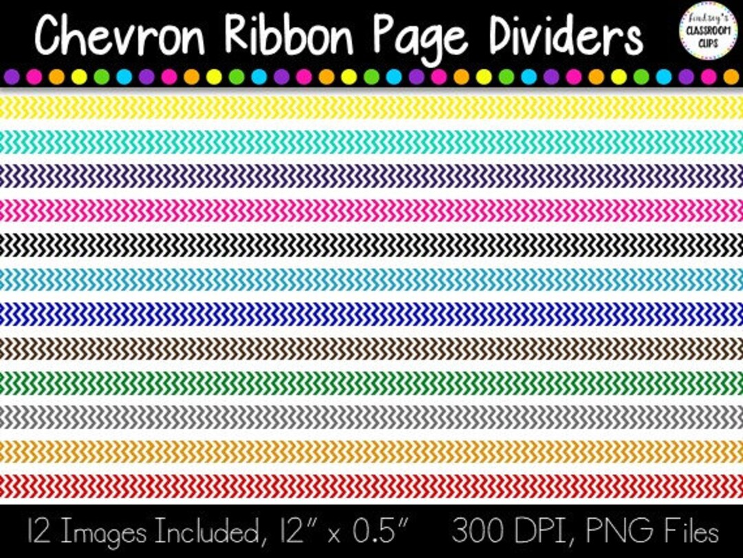 12 Colorful Chevron Ribbon Borders - Great for Scrapbooking!!! 300 Dpi ...