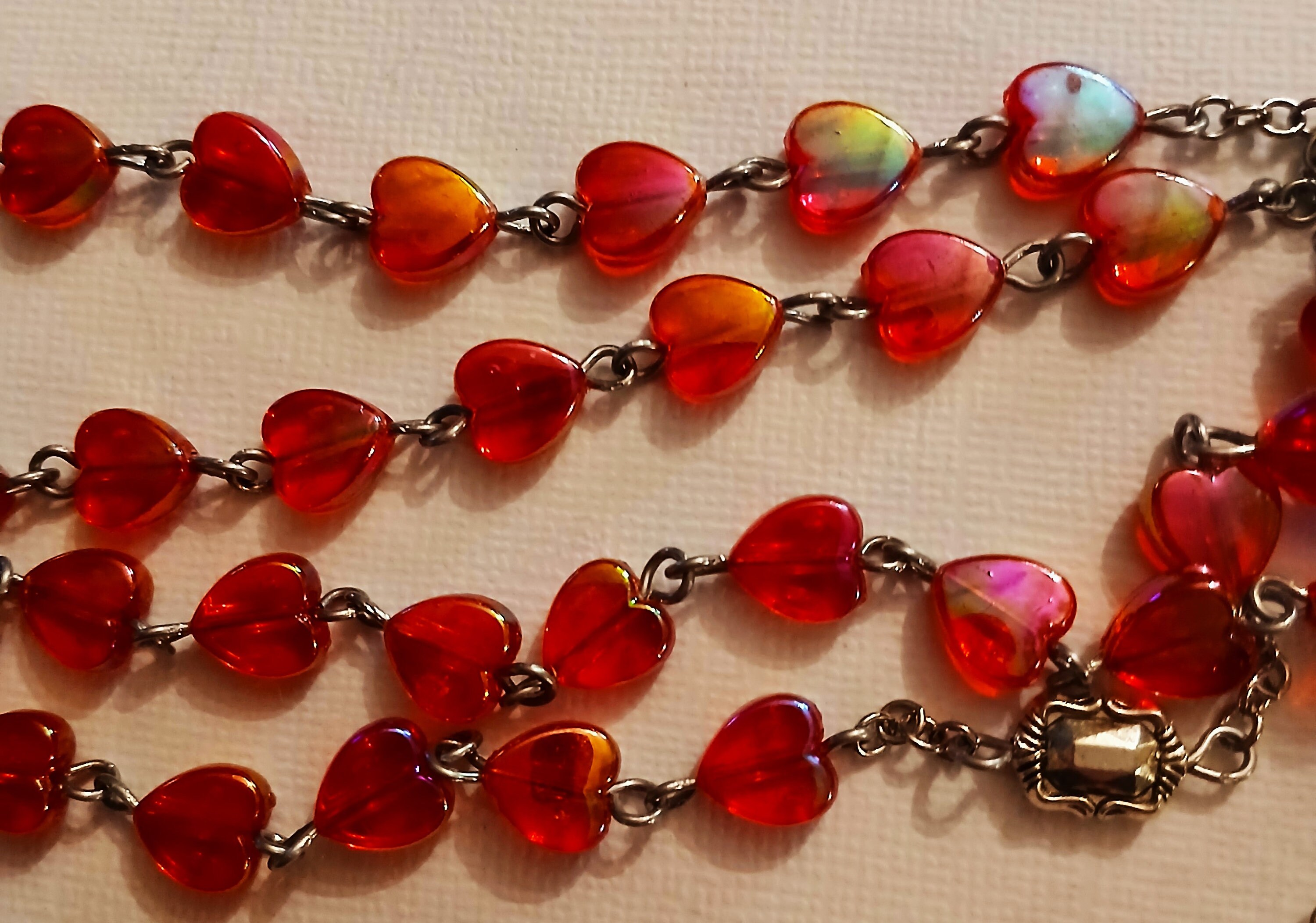 Sacred Heart Red Aurora Borealis Rosary Catholic Handmade Prayer ...