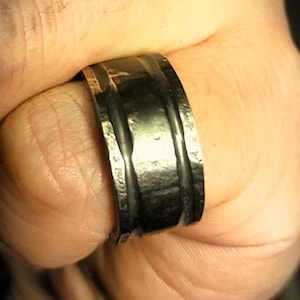 Hand Forged Stainless Steel Ring With a Chiseled Groove - Etsy