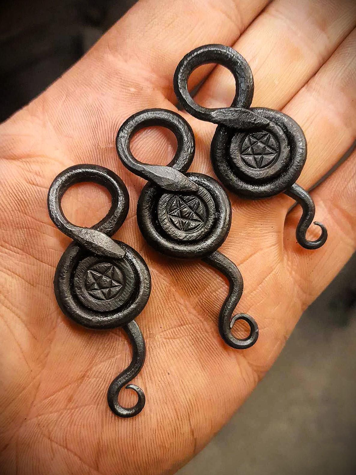 Hand-forged Serpent Pendant With Pentagram / Pentacle – Symbol of ...