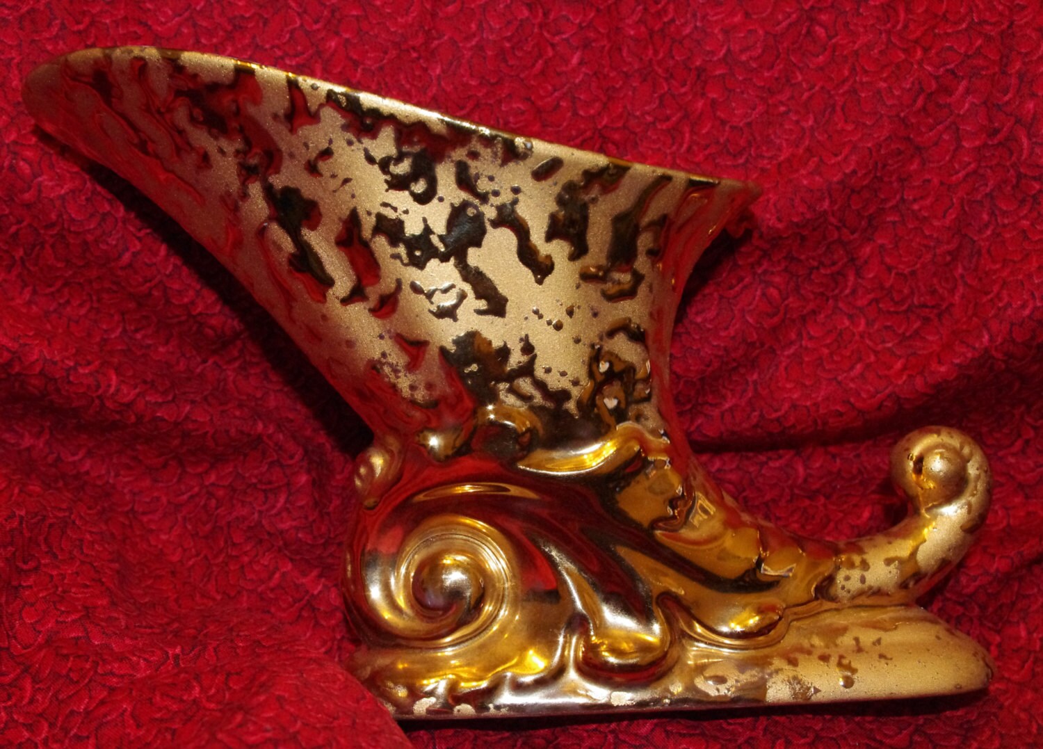 Vintage Elf Slipper Vase in a 22kt Weeping Gold Finish by - Etsy