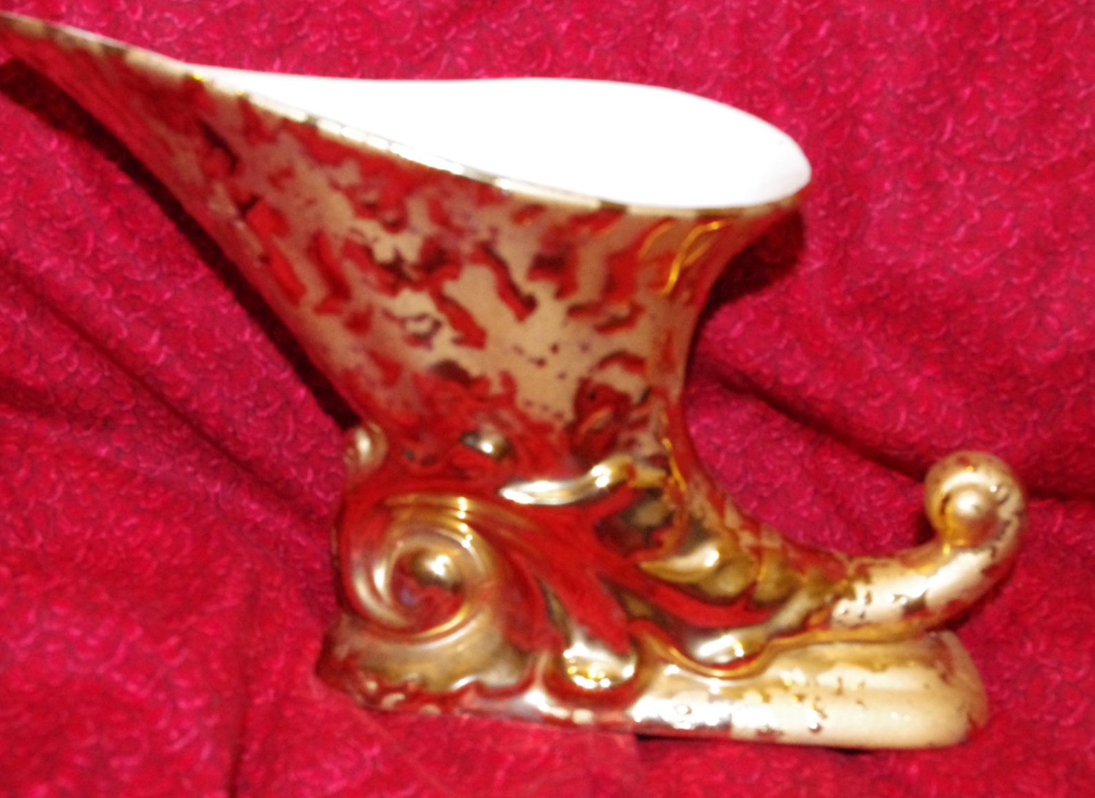 Vintage Elf Slipper Vase in a 22kt Weeping Gold Finish by - Etsy