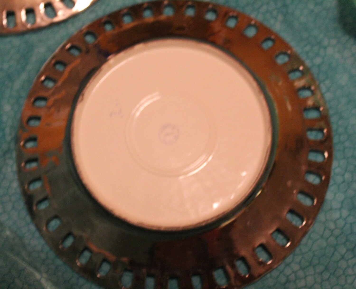 Two Silver Colored Glazed Plates With Basket Weave Design and - Etsy