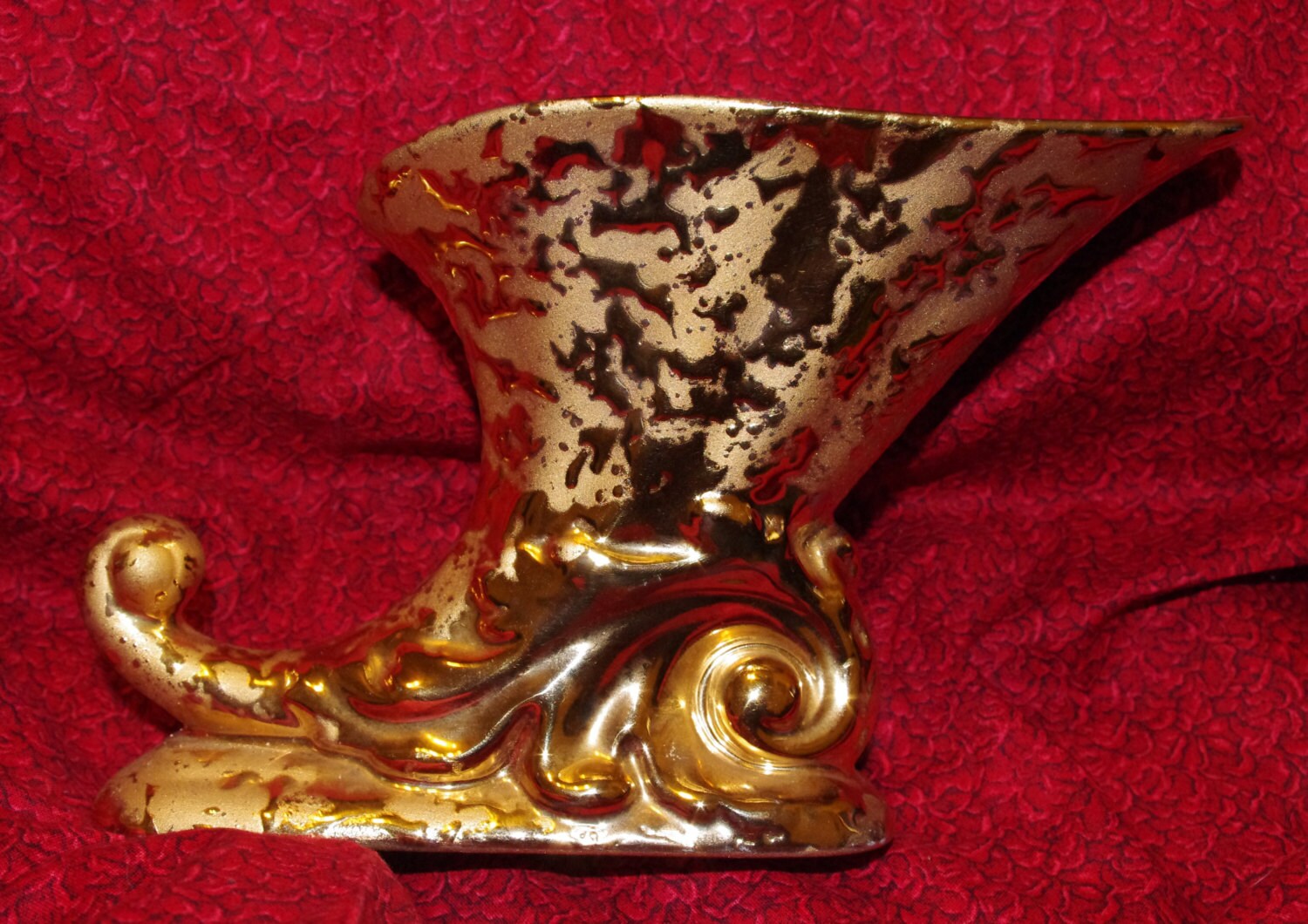 Vintage Elf Slipper Vase in a 22kt Weeping Gold Finish by - Etsy