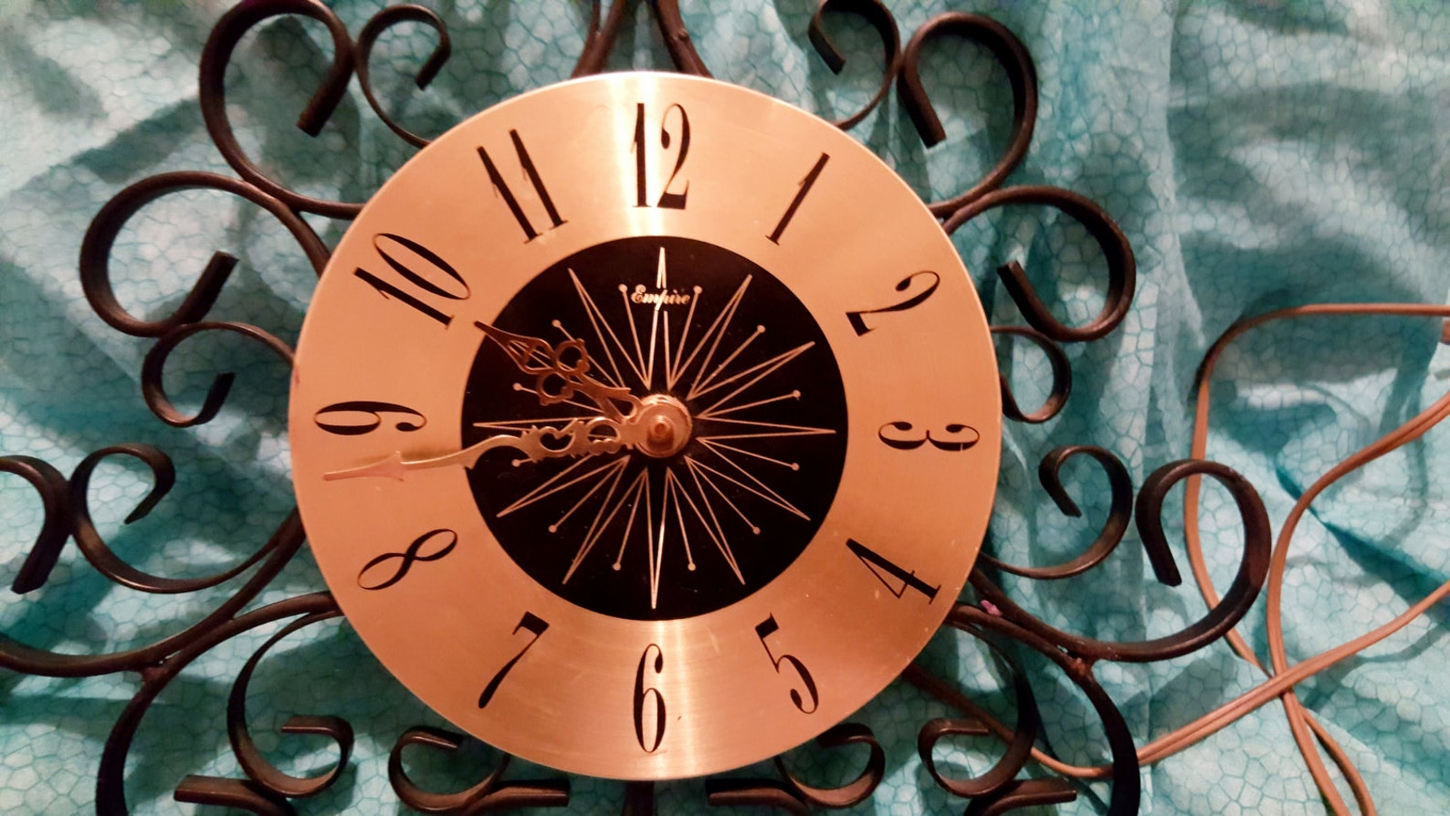 Empire Wrought Iron Scroll Electric Wall Clock Vintage 1960s Mid ...
