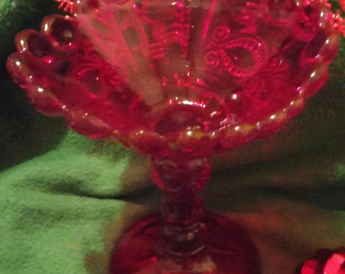 Spectacular Vintage LG Wright Eye Winker Compote Deep Ruby Red - Etsy