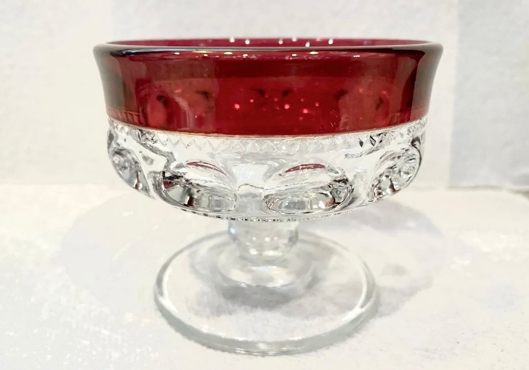 A Set of Two Tiffin King Crown Ruby Red Sherbert Glasses, Champagne ...