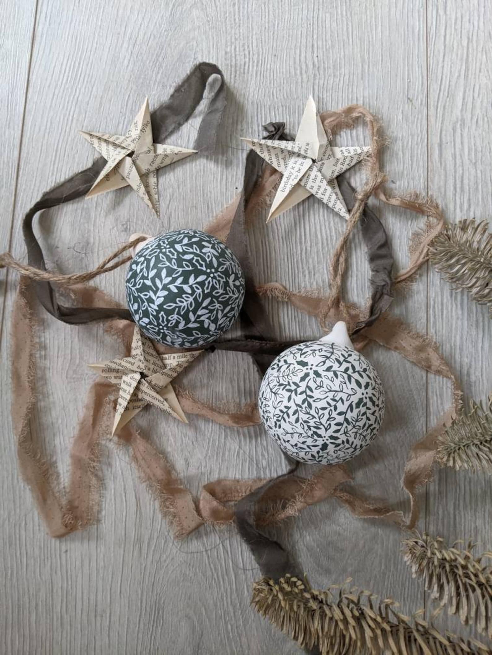 Botanical Handpainted Ceramic Baubles - Forest Baubles - Etsy UK