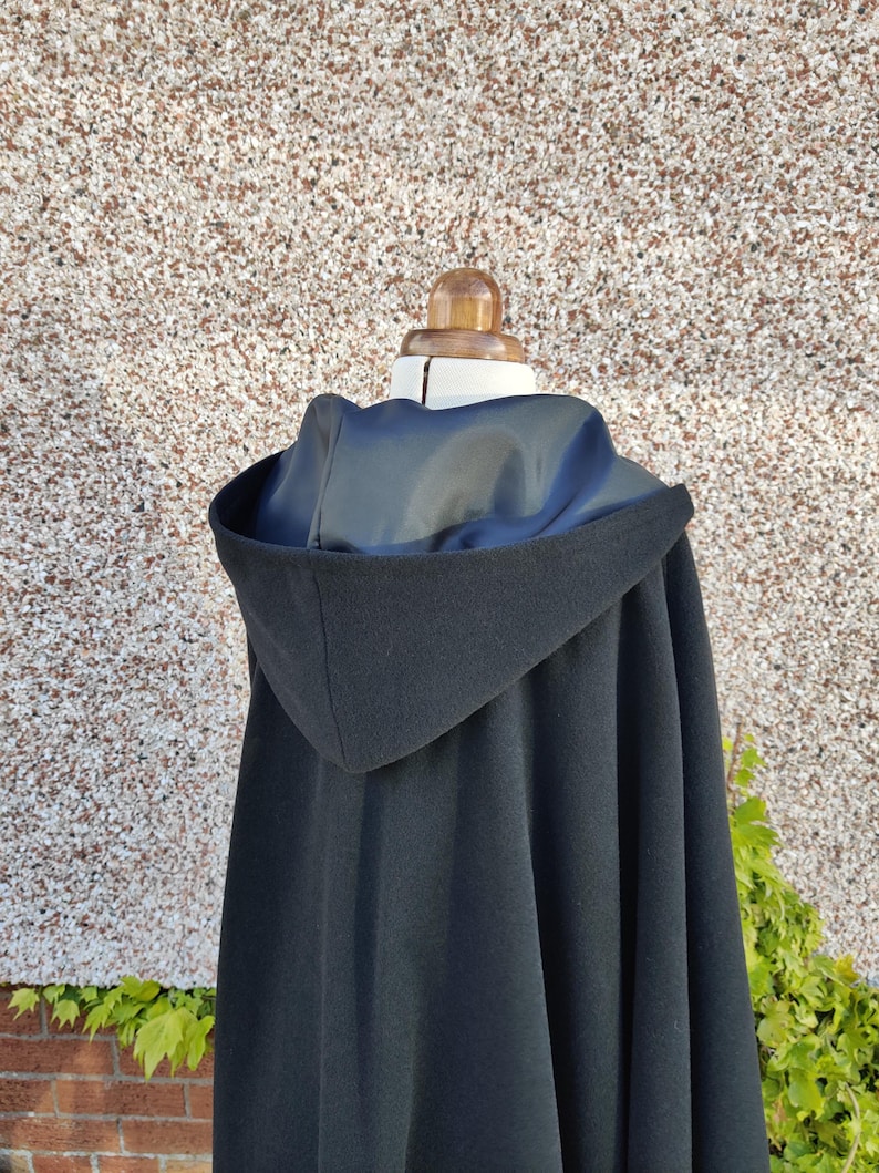 Black Wool Hooded Cape Coat, Elegant Women's Cloak, Classic Winter ...