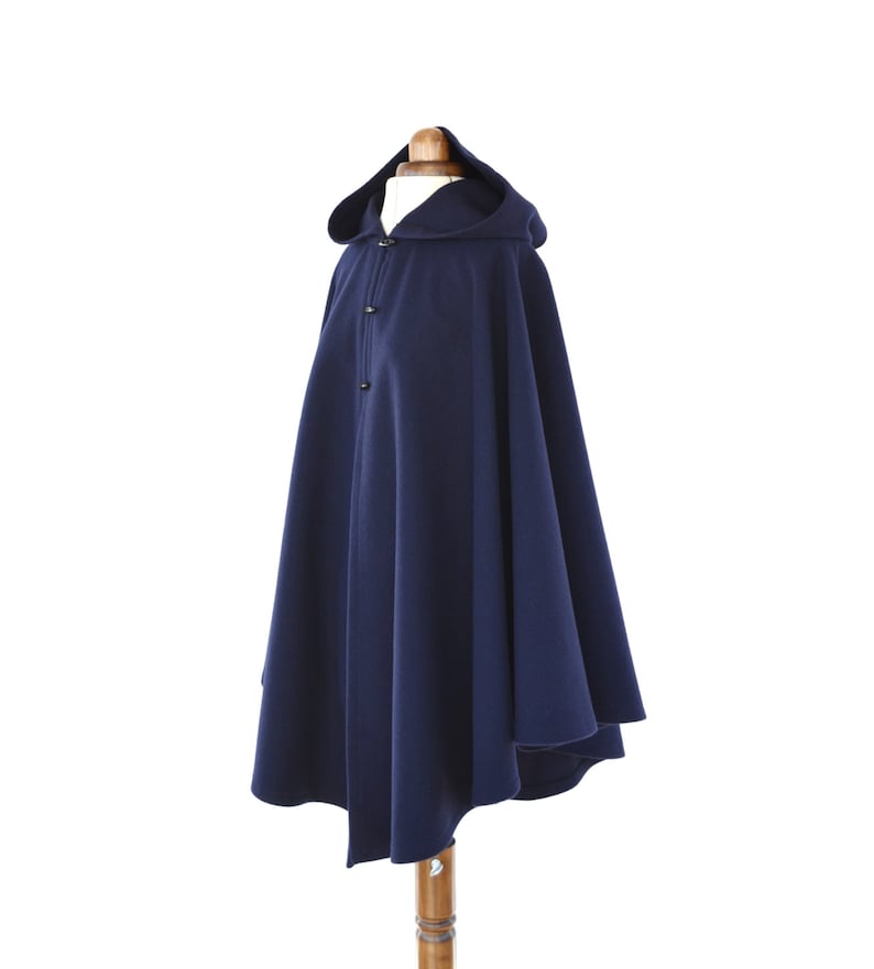 Wool Cape Women's Hooded Cape Coat Navy Blue Cloak With | Etsy