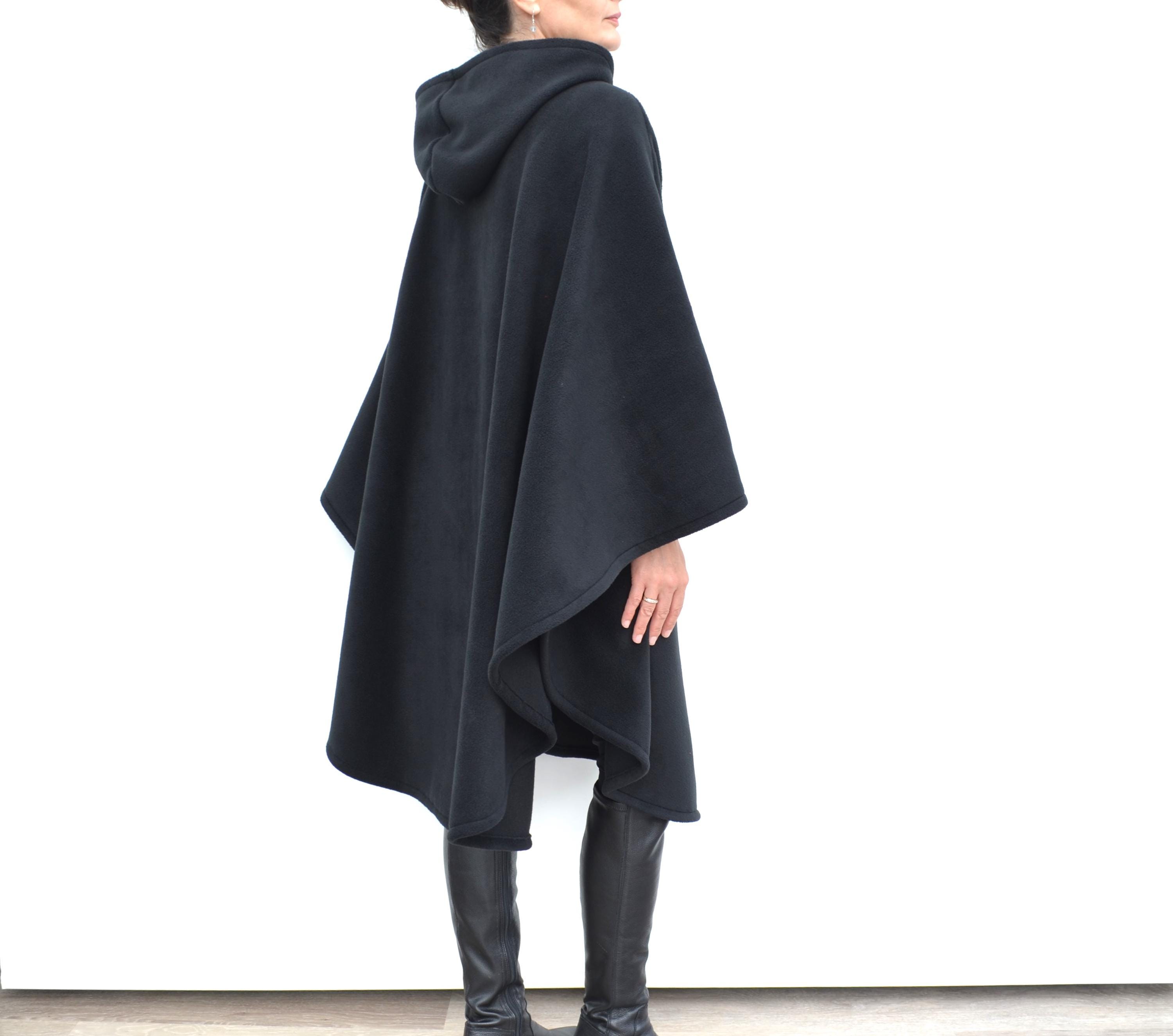 Long Black Cape Coat, Soft Cosy Hooded Cloak, Handmade in Scotland - Etsy