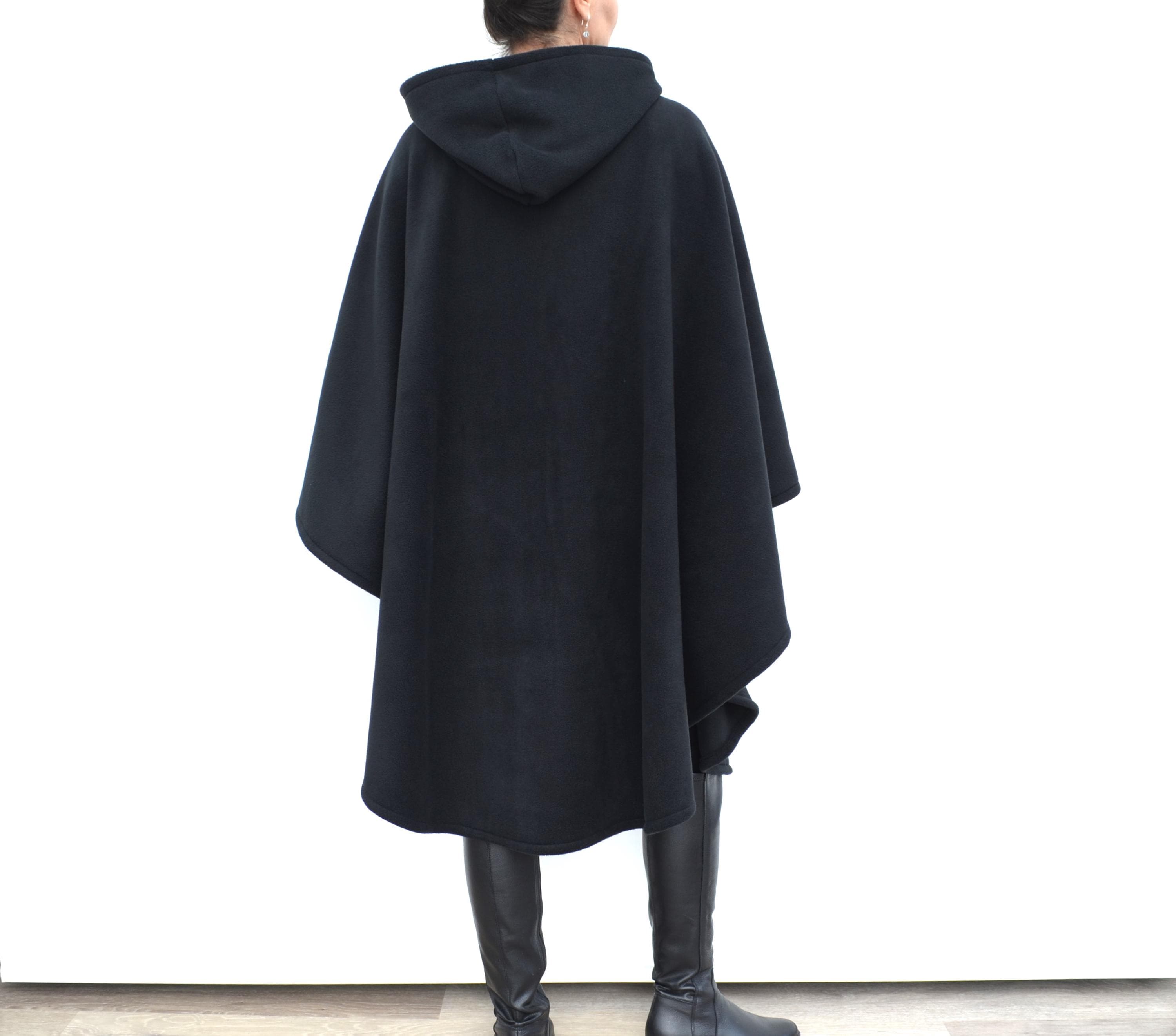 Long Black Cape Coat, Soft Cosy Hooded Cloak, Handmade in Scotland - Etsy