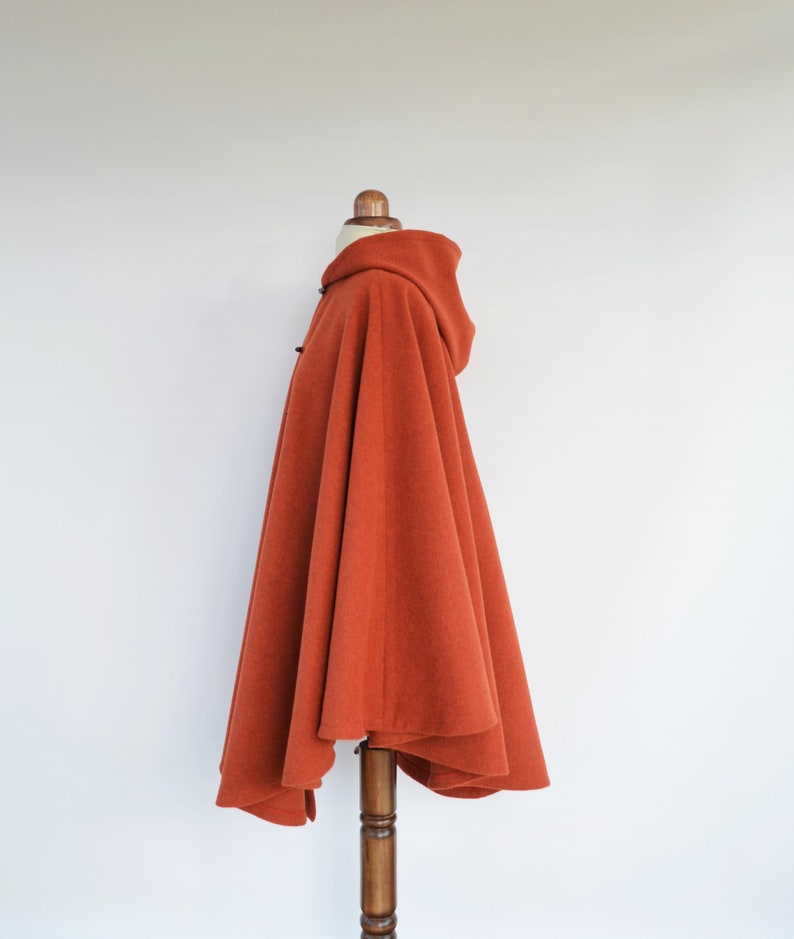 Wool Hooded Cape Coat for Autumn Burnt Orange Plus Size Cape - Etsy