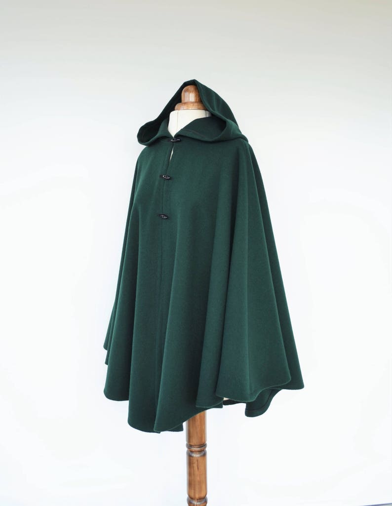 Dark Green Wool Cloak Wool Hooded Cape Plus Size Medieval - Etsy