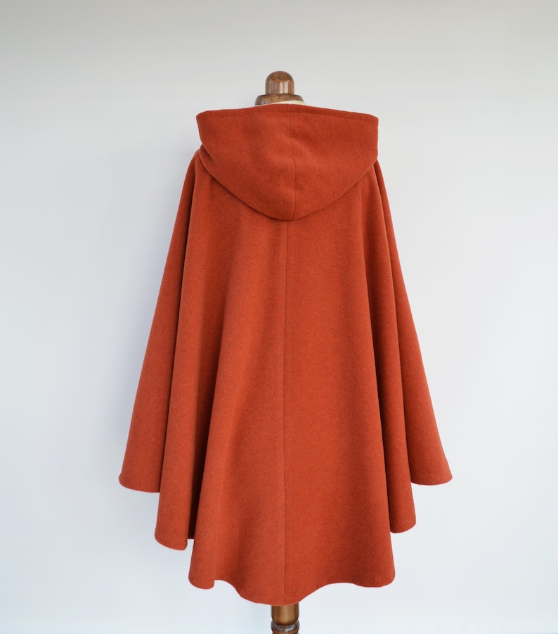 Wool Hooded Cape Coat for Autumn Burnt Orange Plus Size Cape - Etsy