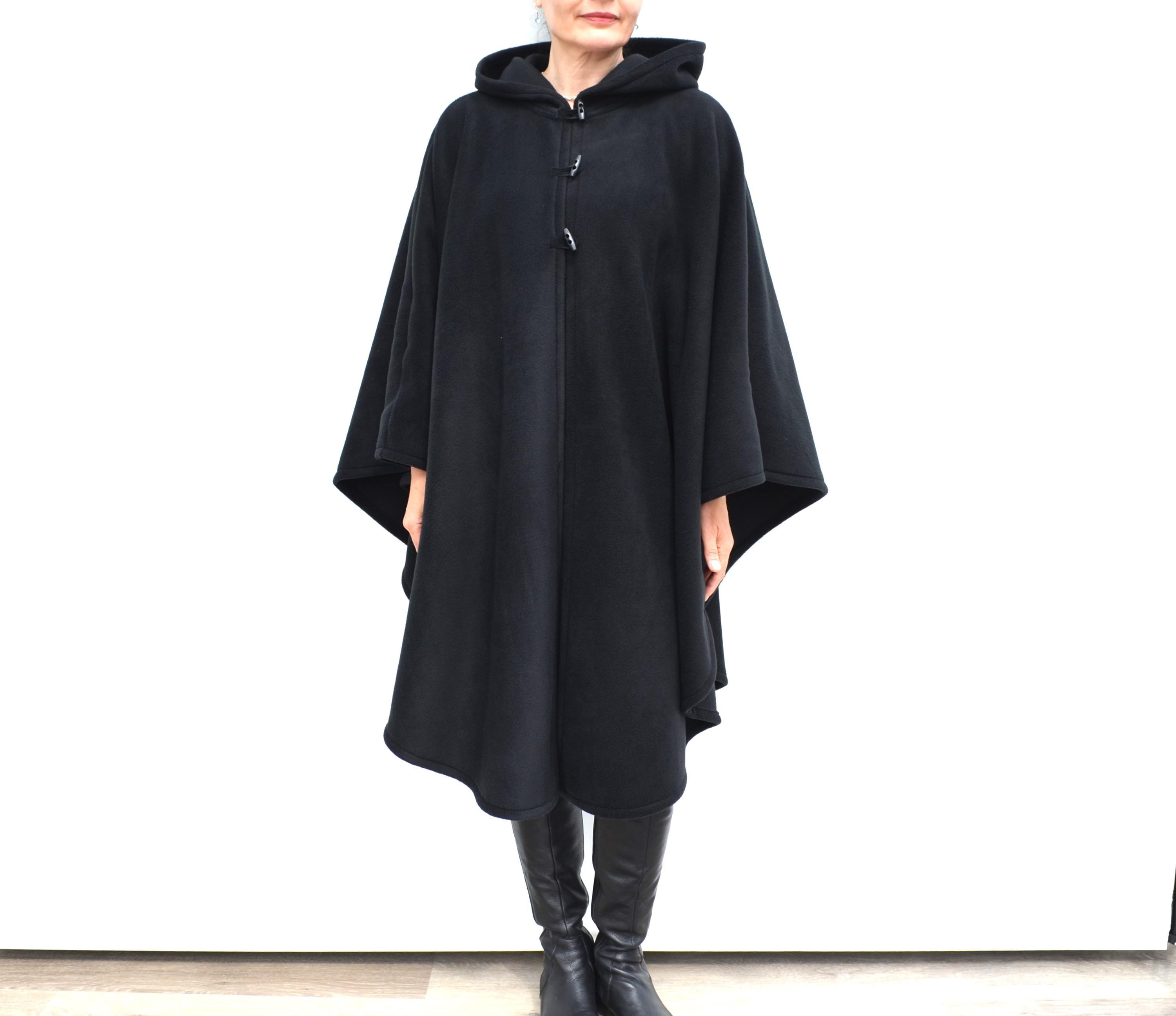 Long Black Cape Coat, Soft Cosy Hooded Cloak, Handmade in Scotland - Etsy