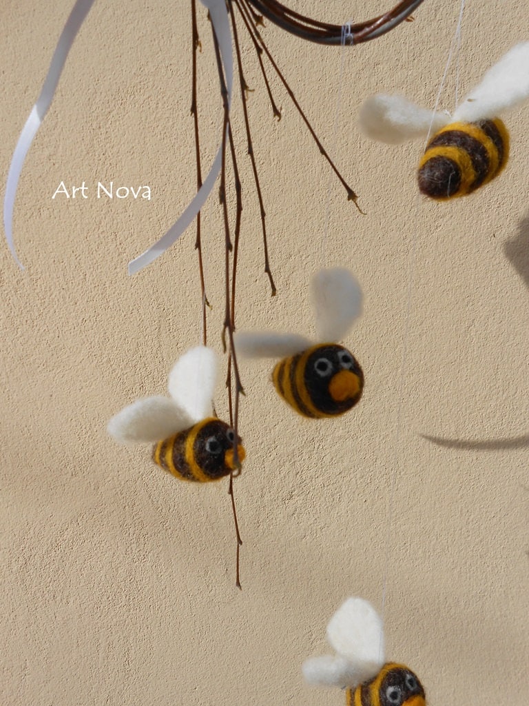 3 Felted Little Bees Little Bees Mobile Baby Mobile Kit - Etsy