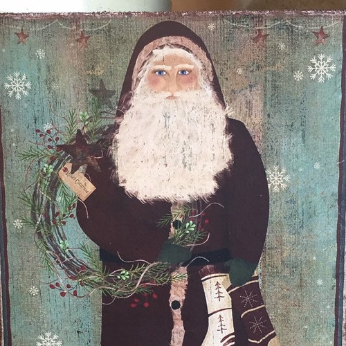 Handmade Folk Art Primitive Christmas Santa Claus With Sheep - Etsy